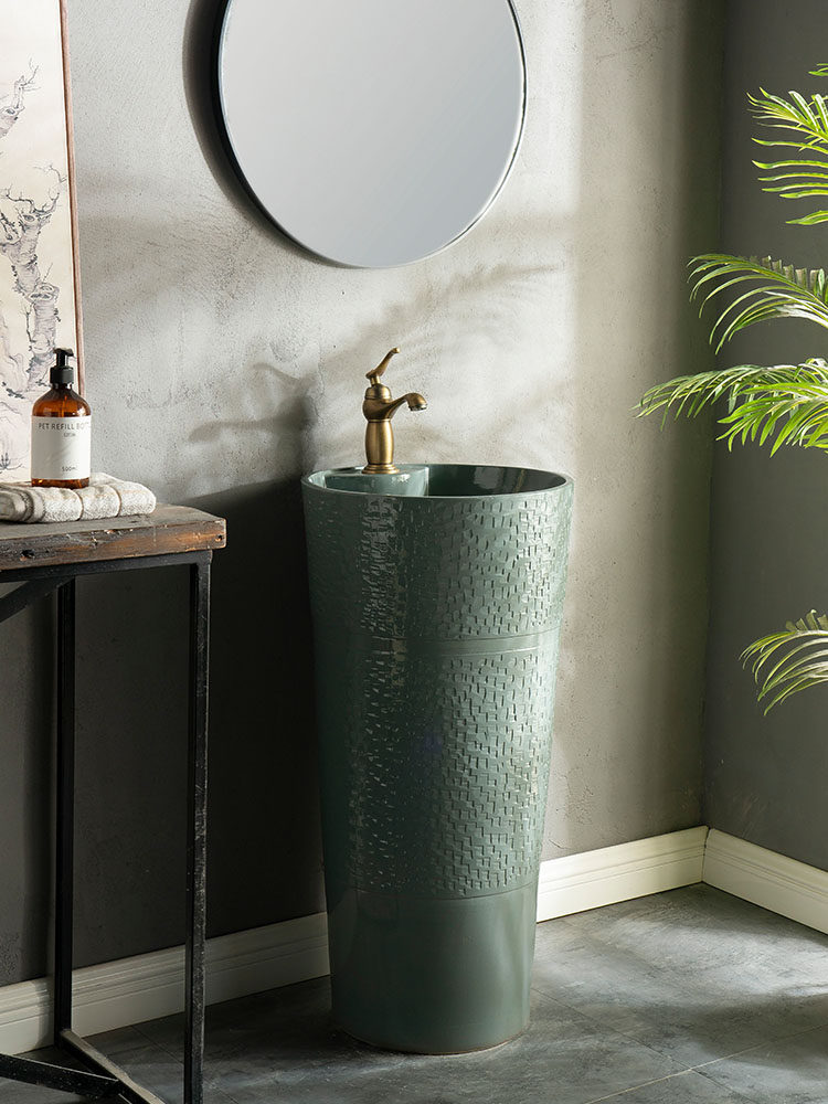 Xinhe Vintage Seramik Sütun Lavabo - Dış Mekan Sanat Lavabosu