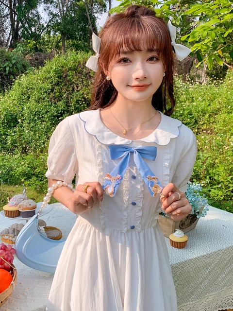 Hanaki Tak Original College Style First Love Soft Rabbit White Dress ...