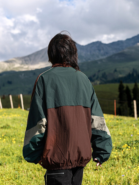 Bread and Good Weather American Retro Spliced Waterproof Jackets Men's ...