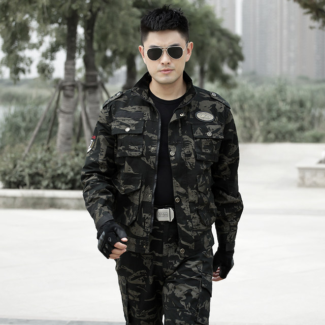 Genuine pure cotton camouflage color suit men's spring and autumn ...