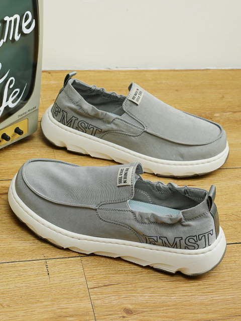 Human-born men's shoes 2025 spring one-foot pedal lightweight canvas ...
