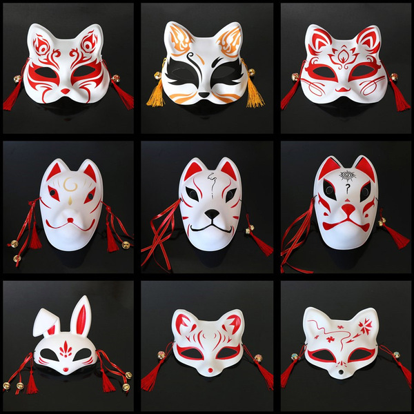 1 half face fox mask japanese hanfu full cat | Chen tao Fox Mask | Mask