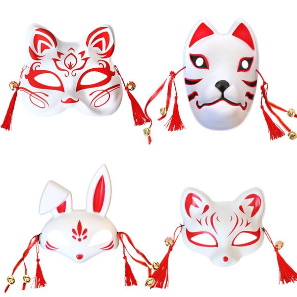 1 half face fox mask japanese hanfu full cat | Chen tao Fox Mask | Mask