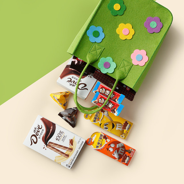 mm bean snack gift pack milk chocolate Dove crispy rice Snickers m bean ...