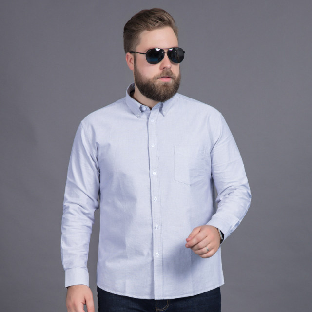 Plus size men's shirt long sleeve plus fat fat man business casual ...