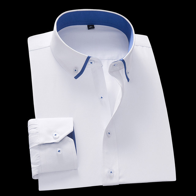 Spring long-sleeved shirt for men white iron-free business formal wear ...