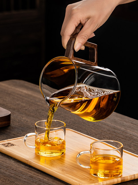 2024 new elegant cup teapot glass liner walnut thickened tea water ...