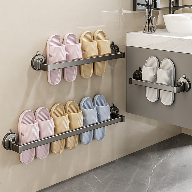 Bathroom punch-free suction cup slipper rack bathroom toilet wall ...