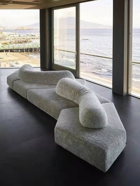 Italian-Style Normcore Rock Fabric Sofa, Large Apartment Living Room ...