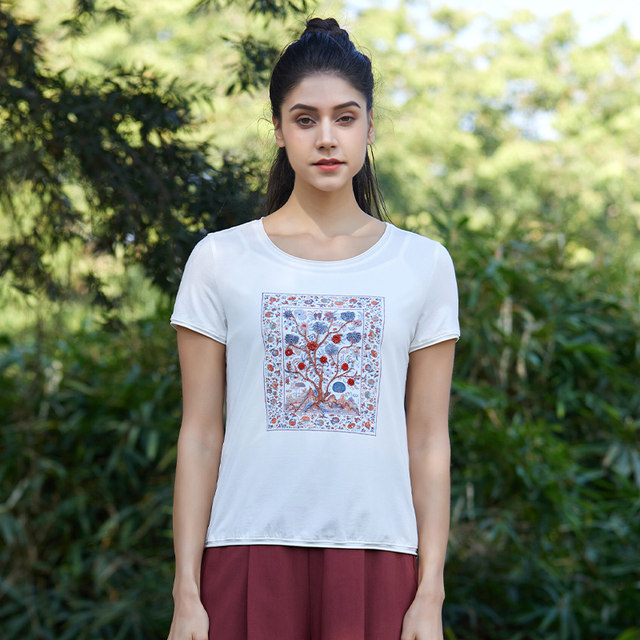 Yizhimanor 2024 summer new style t-shirt embroidered half-sleeve white ...