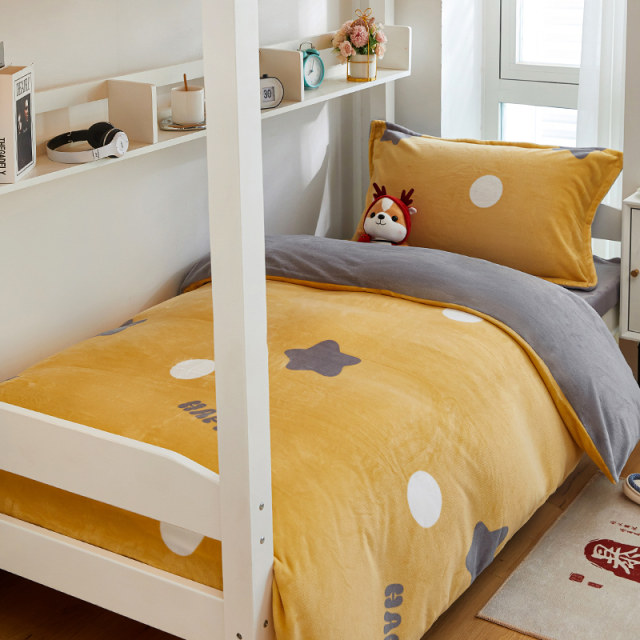 Milk Fiber Three-Piece Set Student Dorm Bedding Single Double-Sided ...