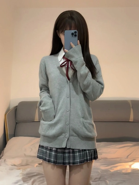 Autumn and winter is a cardigan mint powder jacket sweater JK uniform ...