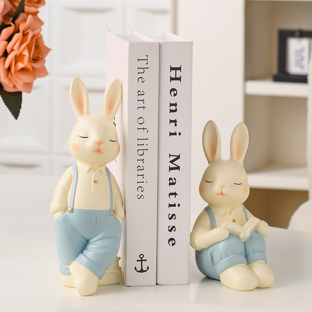 Home Decoration Desktop Creative Niche Rabbit Books Relying on Books to ...