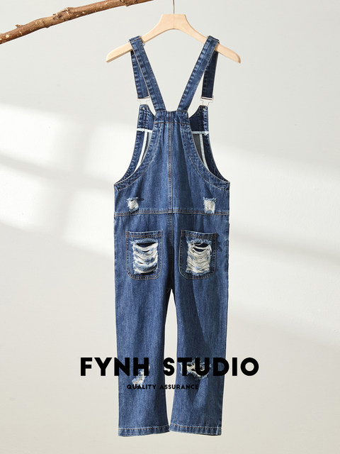 European Summer Style 9-Point Jeans Harem Single-Breasted Ripped Holes ...