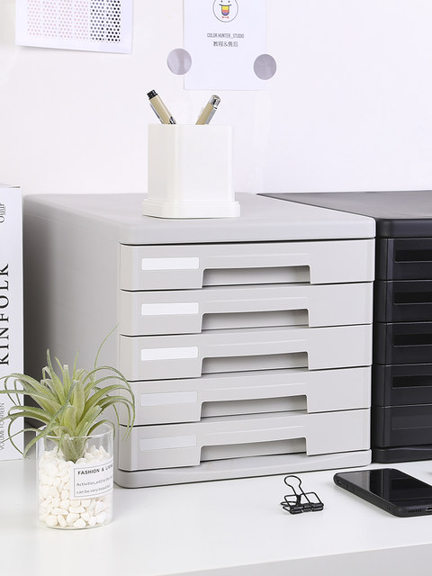 Deli desktop file cabinet plastic transparent drawer information small ...