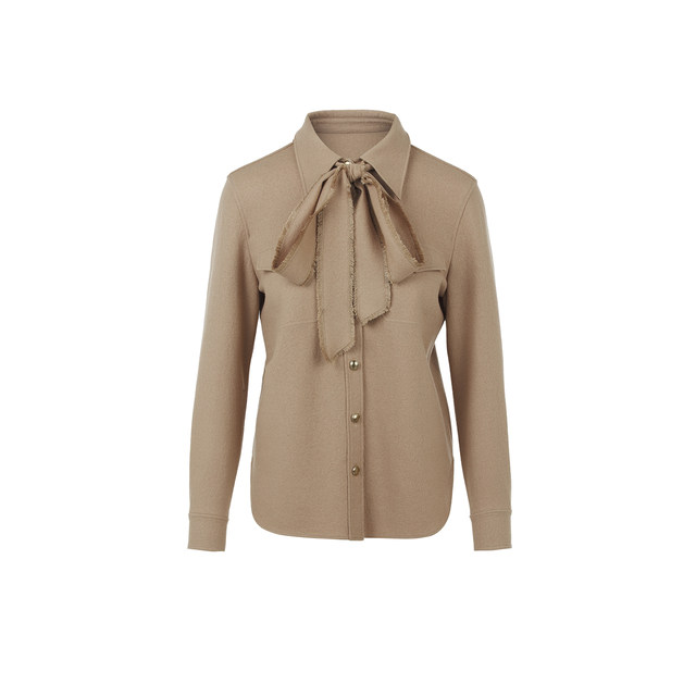 Langzi pure wool design detachable ribbon shirt top with new winter ...