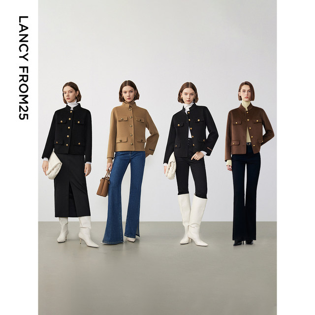 Langzi pure wool design double-sided woolen jacket high-end shoulder ...