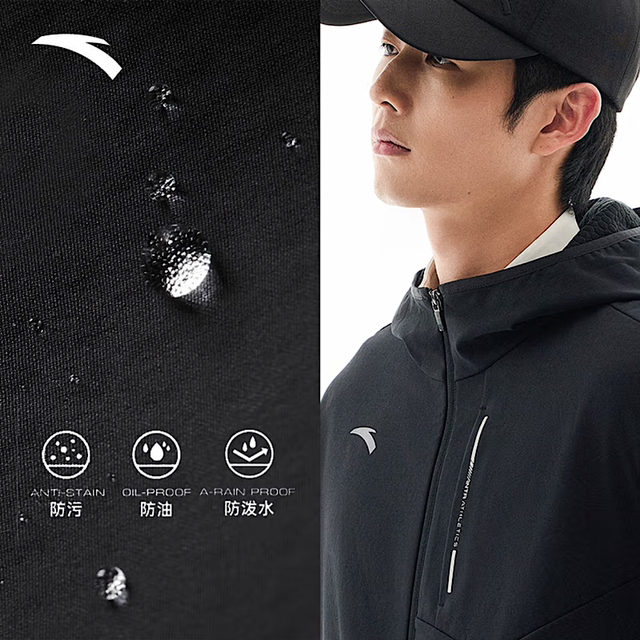 ANTA Sports Jacket Plus Velvet Waterproof Soft Shell Jacket Hooded ...