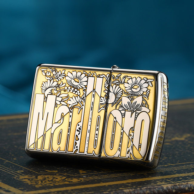 Official genuine Zippo lighter original genuine silver-plated Marlboro ...
