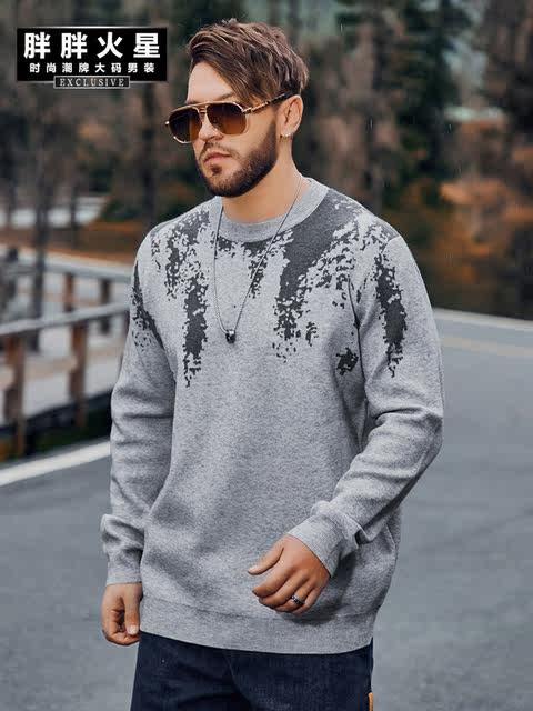 Fat Mars plus size men's clothing Fat man's autumn loose versatile ...