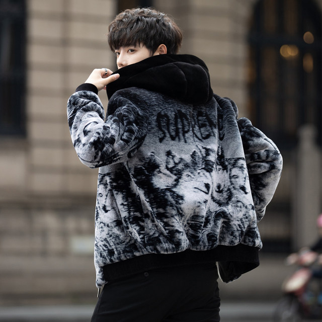 Winter jacket for men's golden sable imitation fur Korean short coat ...