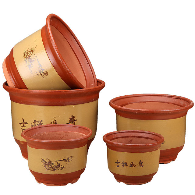 Household purple sand ceramic flower pot special offer clears clearance ...