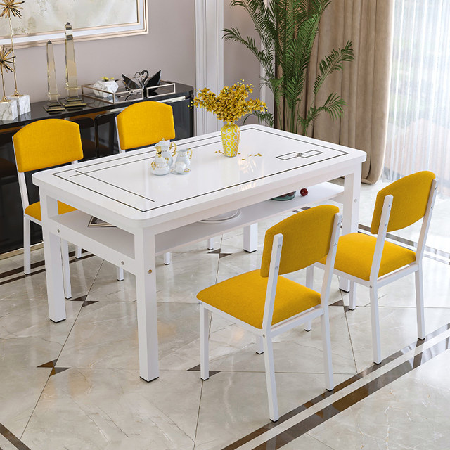 Skinid glass double -layer dining table and chair combination simple ...