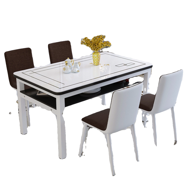 Skinid glass double -layer dining table and chair combination simple ...