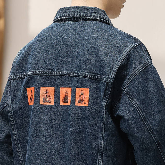 High Street Trendy American denim jacket men's high-end and handsome ...