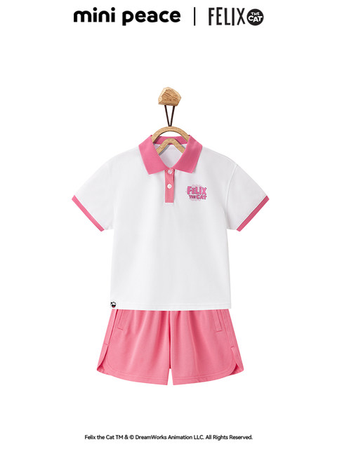 Peacebird Filet Cat Joint Collaboration Series Minipeace Girls Set Polo Shirt Shorts Two-Piece ...