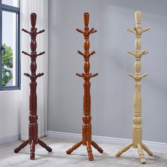 All solid wood coat rack, household coat rack, floor-standing bedroom ...