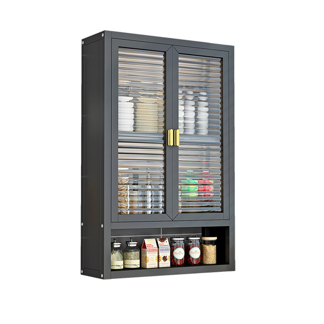 Kitchen wall storage cabinet without punching wall-mounted dust-proof ...