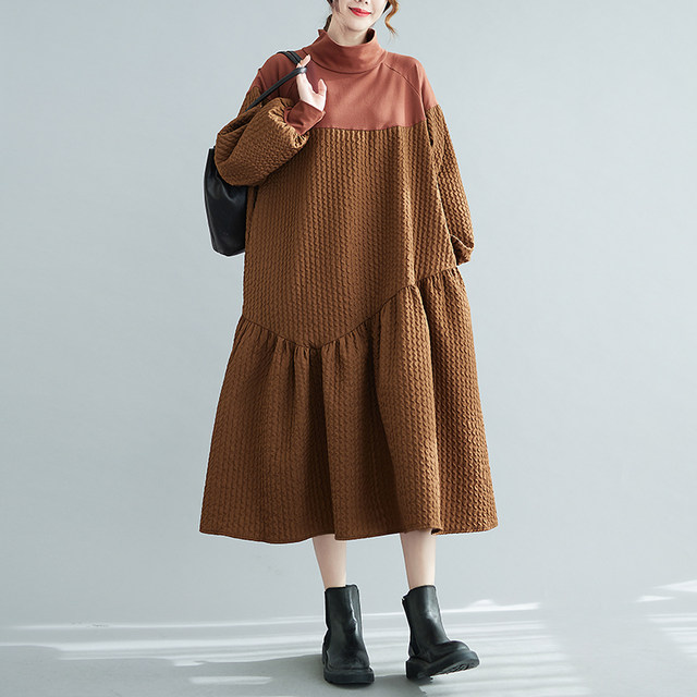 Gao Ning dress female long sleeves in autumn and winter 2024 new loose large size irregular ...