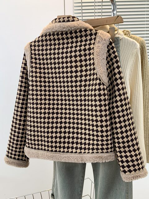 Houndstooth short woolen jacket for women in autumn and winter new ...