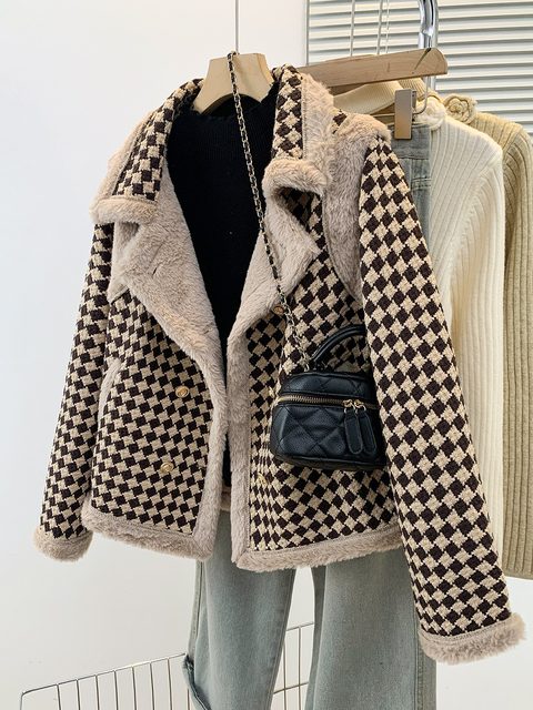 Houndstooth short woolen jacket for women in autumn and winter new ...