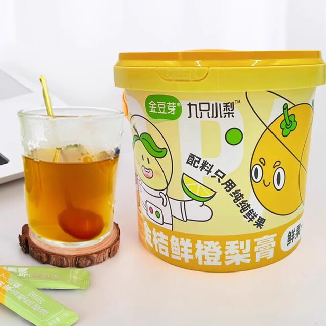 Golden bean sprouts nine small pears autumn pear cream 210g bucket kumquat orange apple hawthorn ...