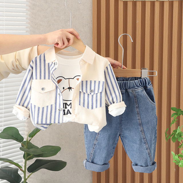 Baby clothes, spring pure cotton cartoon cardigan jacket, three-piece ...