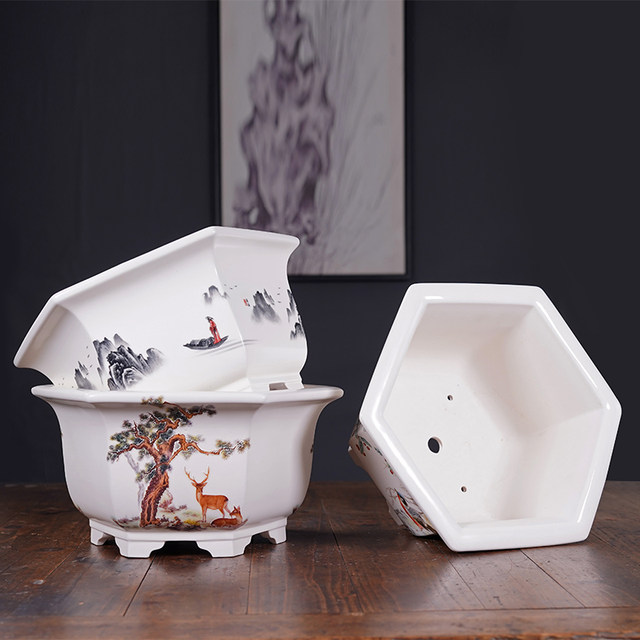 Flower pot with light luxury and high-end sense. Large square and ...