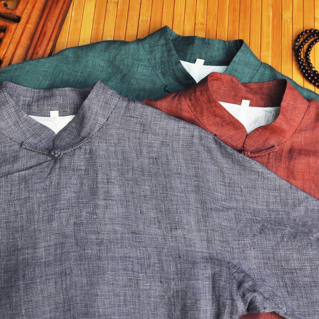 Suhe's original spun yarn woven pure linen cheongsam with raglan ...