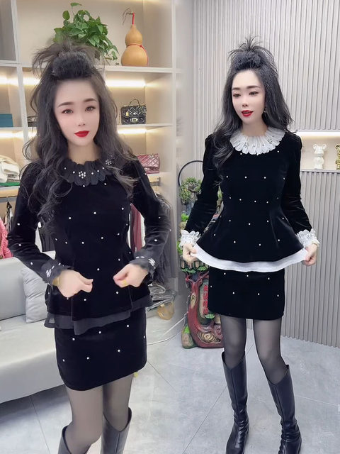 Fashion set to female 2024 winter new temperament, age -reducing pearl ...
