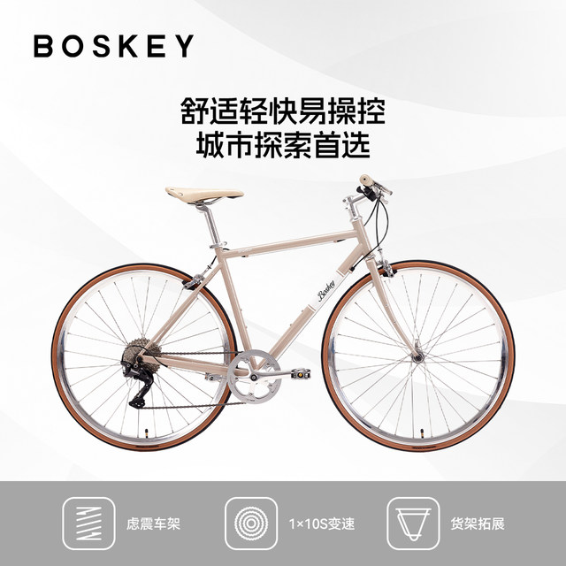 BOSKEY Shuttler steel frame retro flat handlebar road urban commuter ...