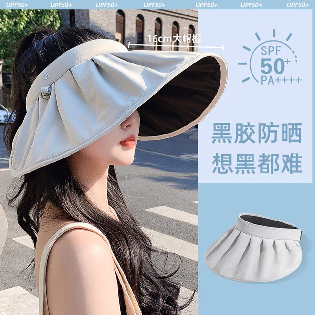 Vinyl sun hat women's summer anti-UV empty top hat 2024 new ice silk ...