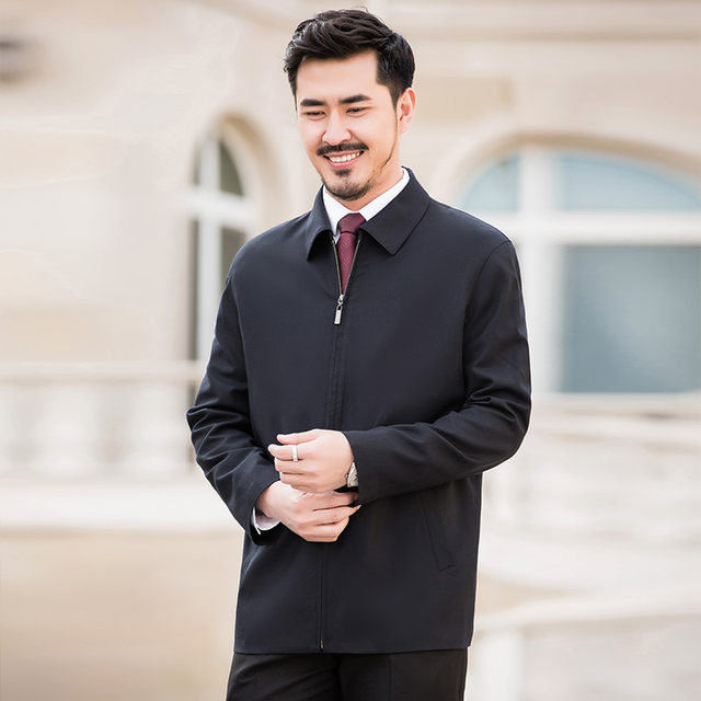 Hongdu wool jacket men's middle-aged lapel wool business collar office ...