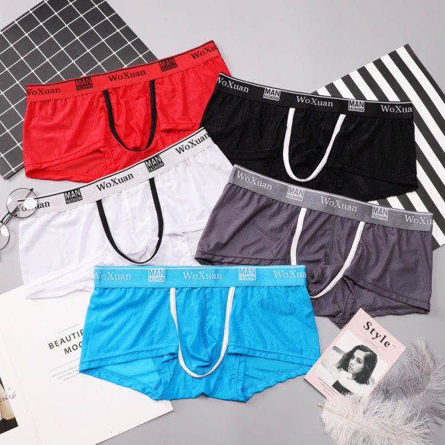 Men's ice silk mesh transparent underwear sexy ultra-thin single-layer ...