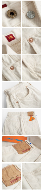 Japanese Resolute white cow AA714 mid-waist straight jeans Lin Fangheng