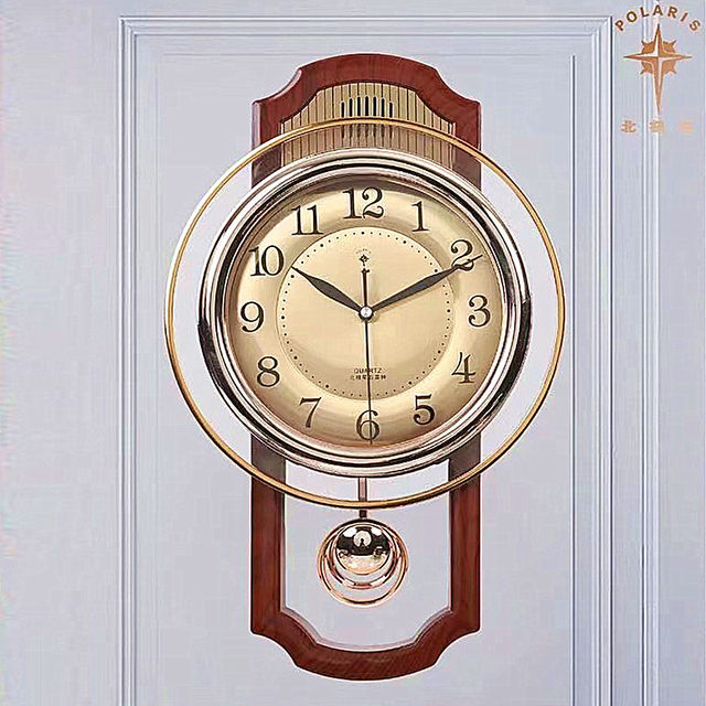 Hourly time clock wall clock Chinese retro living room voice swing wall ...
