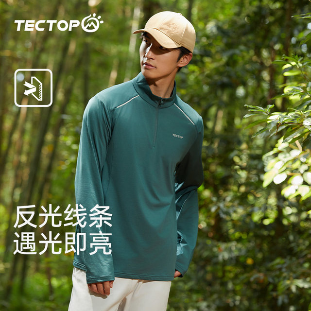 TECTOP outdoor velvet warm T-shirt men's running training clothes ...