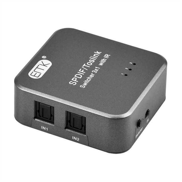 EMK/EMK digital optical fiber audio switcher 3 in 1 out with remote ...