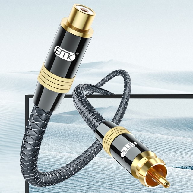 EMK audiophile grade coaxial audio extension cable RCA Lotus AV video ...
