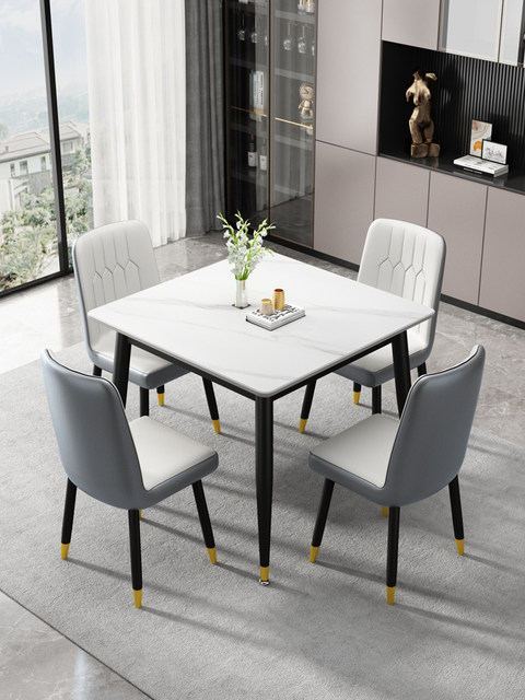 Fang -shaped rock plate dining table Household milk tea shop casual reception negotiation table ...